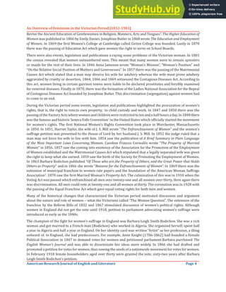 An Overview Of Feminism In The Victorian Period | PDF