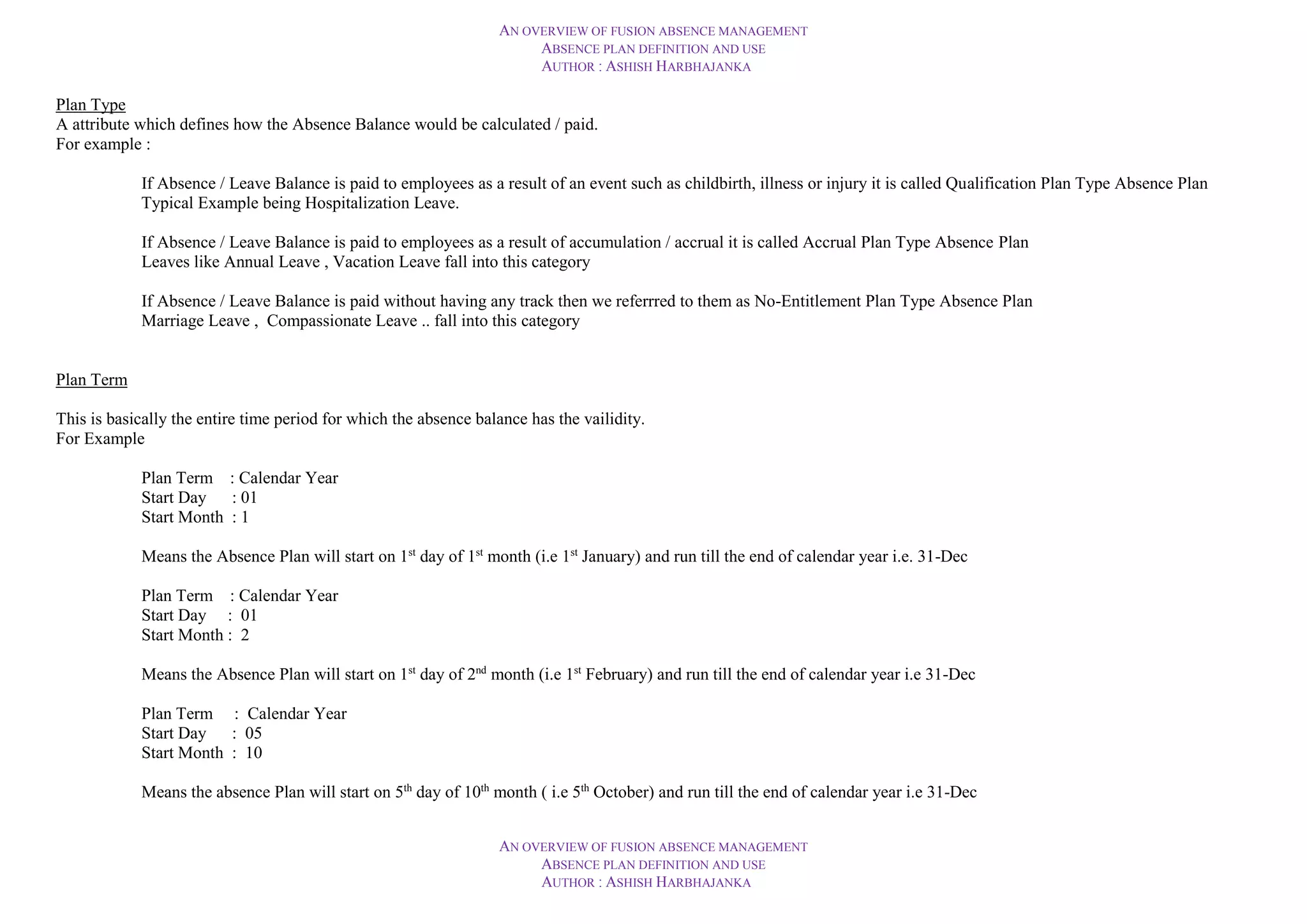An overview of fusion absence management absence plan definition and ...