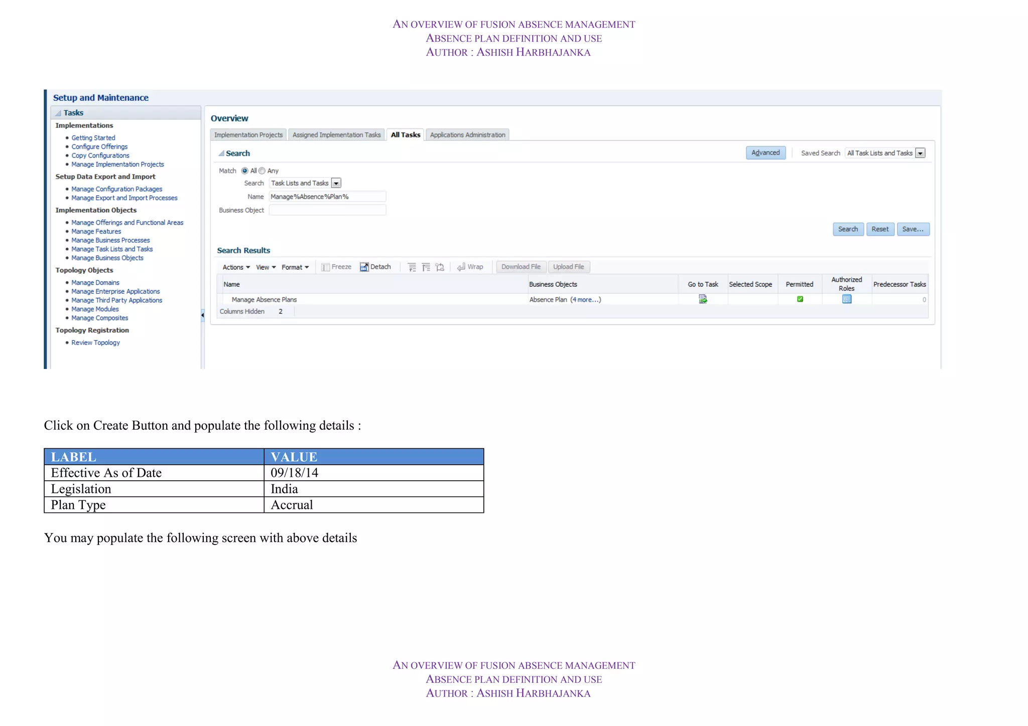 An overview of fusion absence management absence plan definition and ...