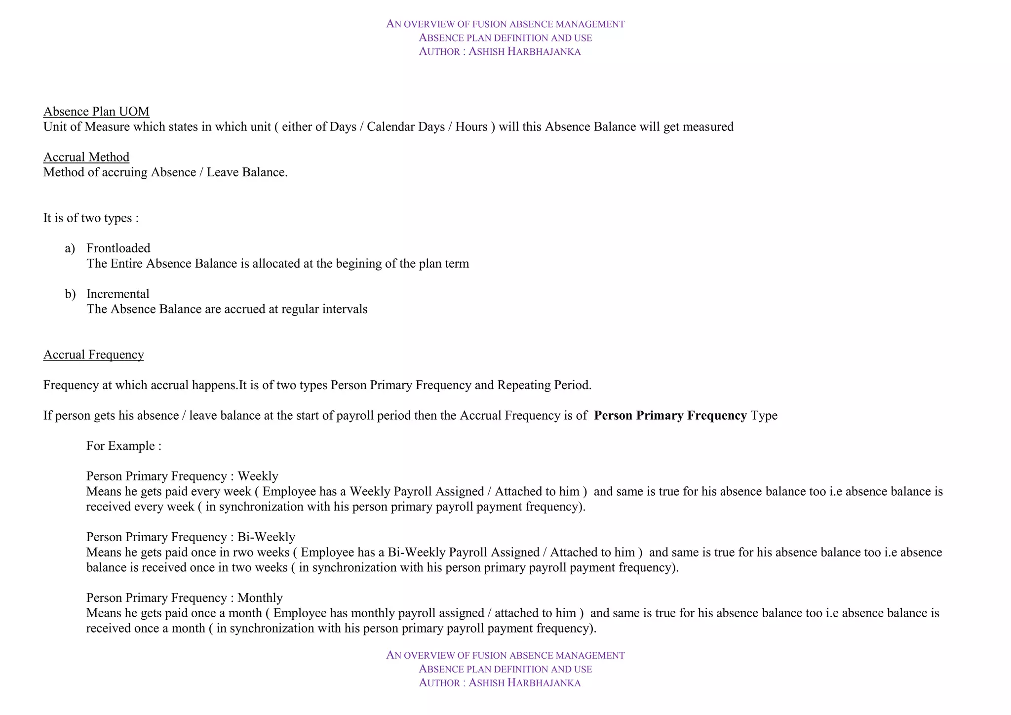 An overview of fusion absence management absence plan definition and ...