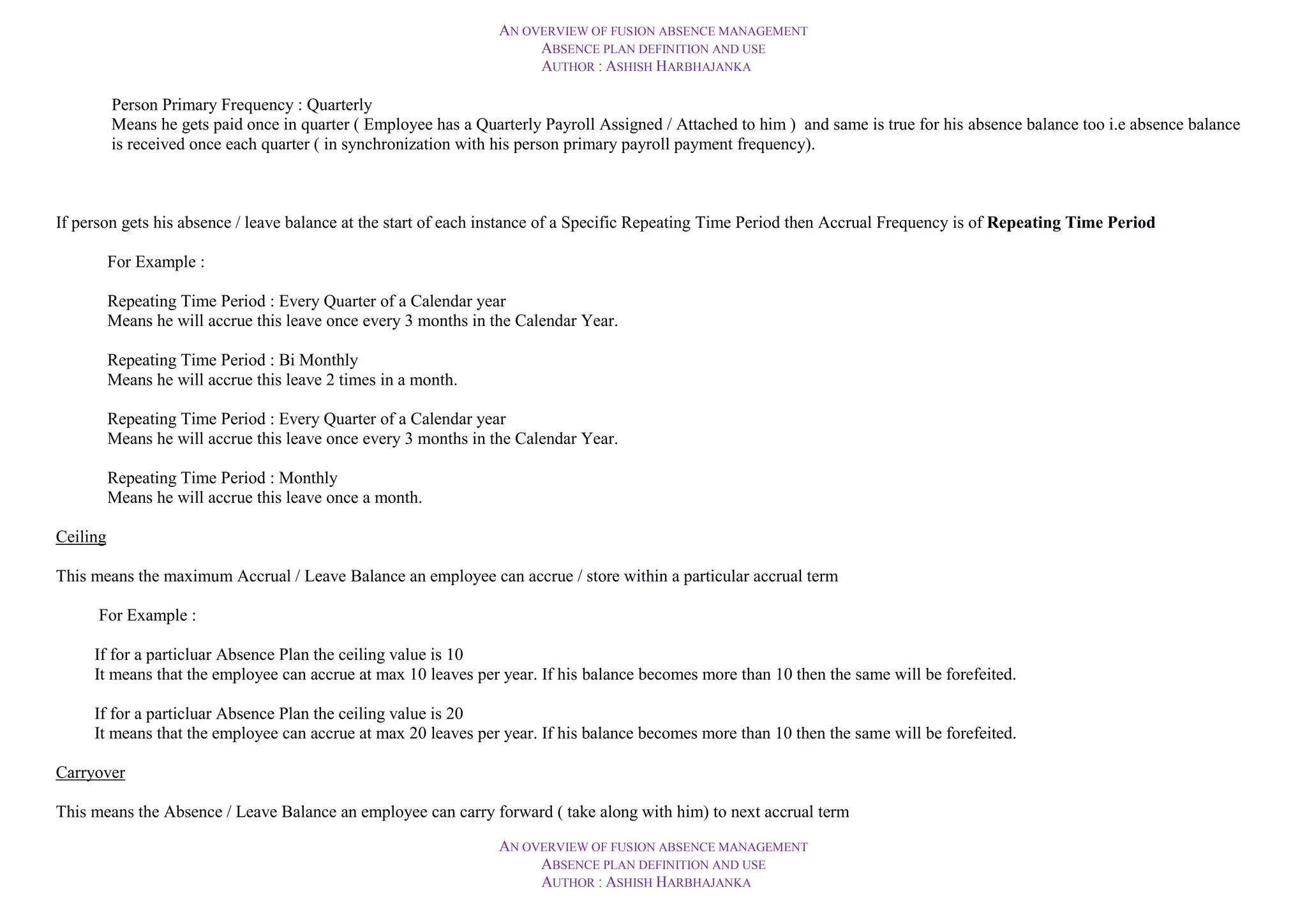 An overview of fusion absence management absence plan definition and ...
