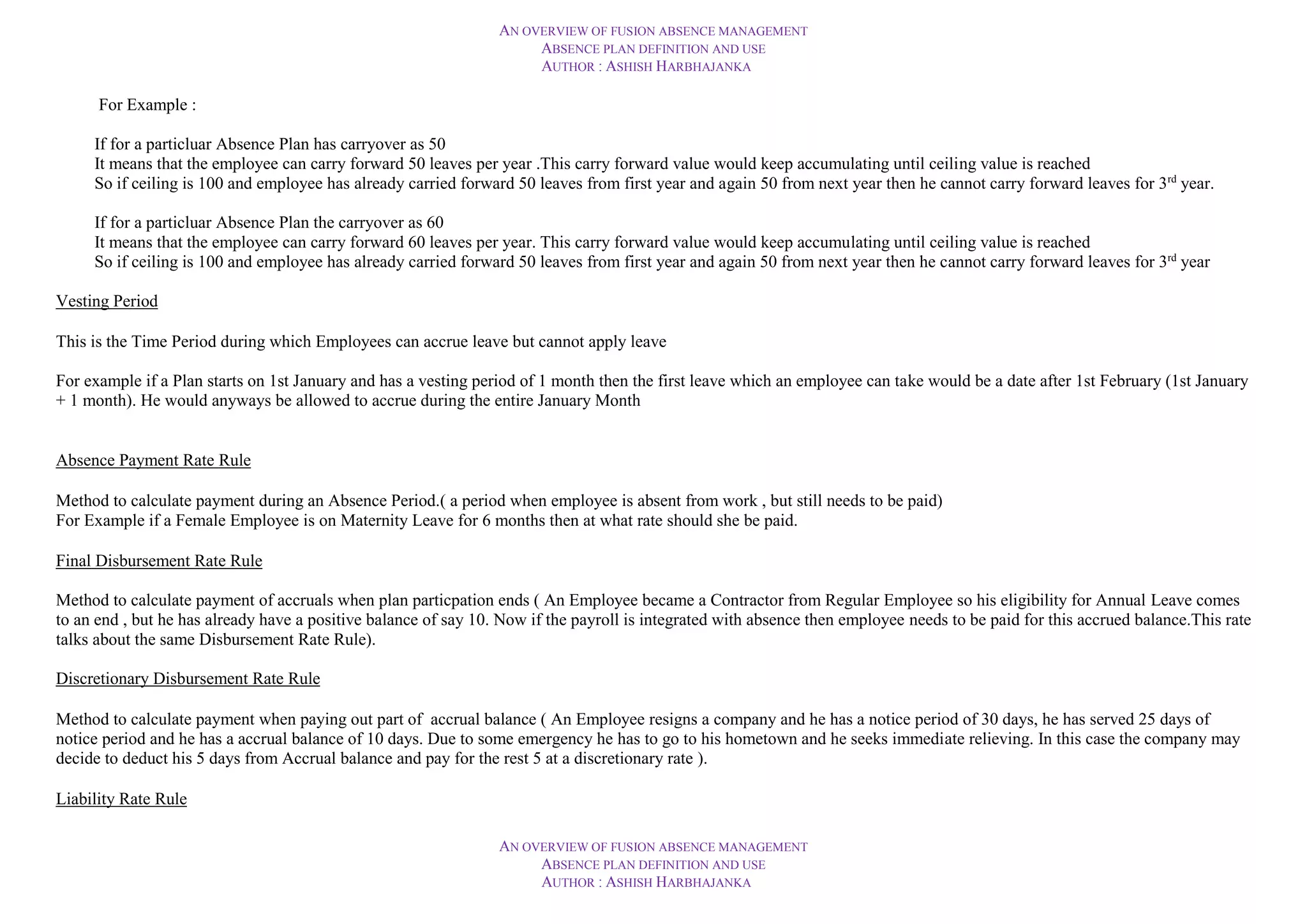 An overview of fusion absence management absence plan definition and ...