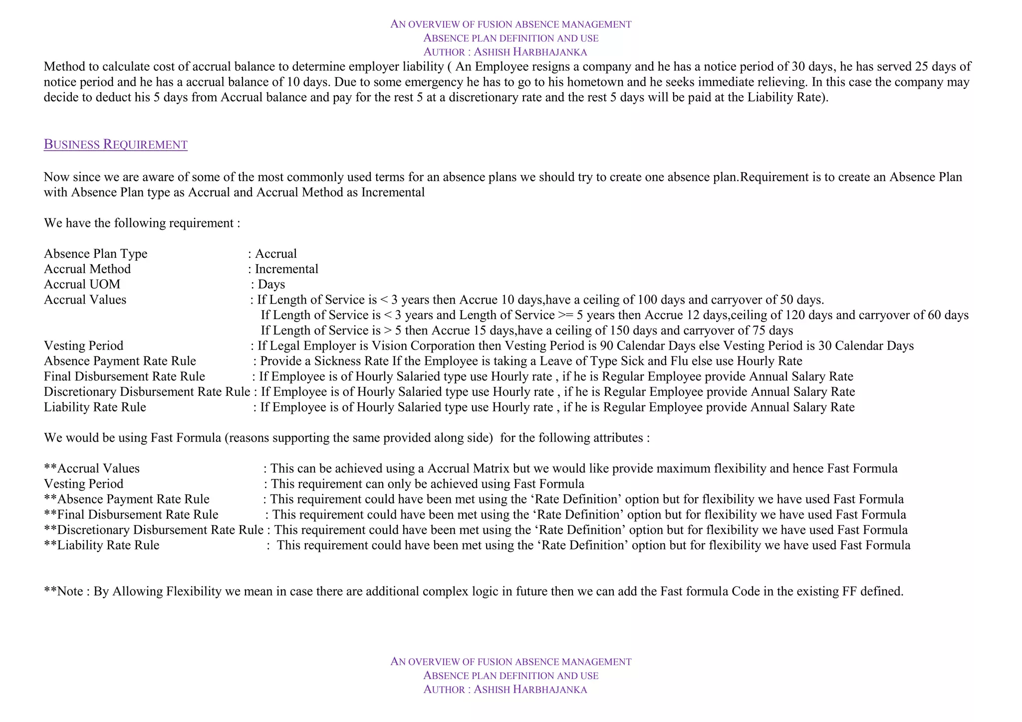 An overview of fusion absence management absence plan definition and ...