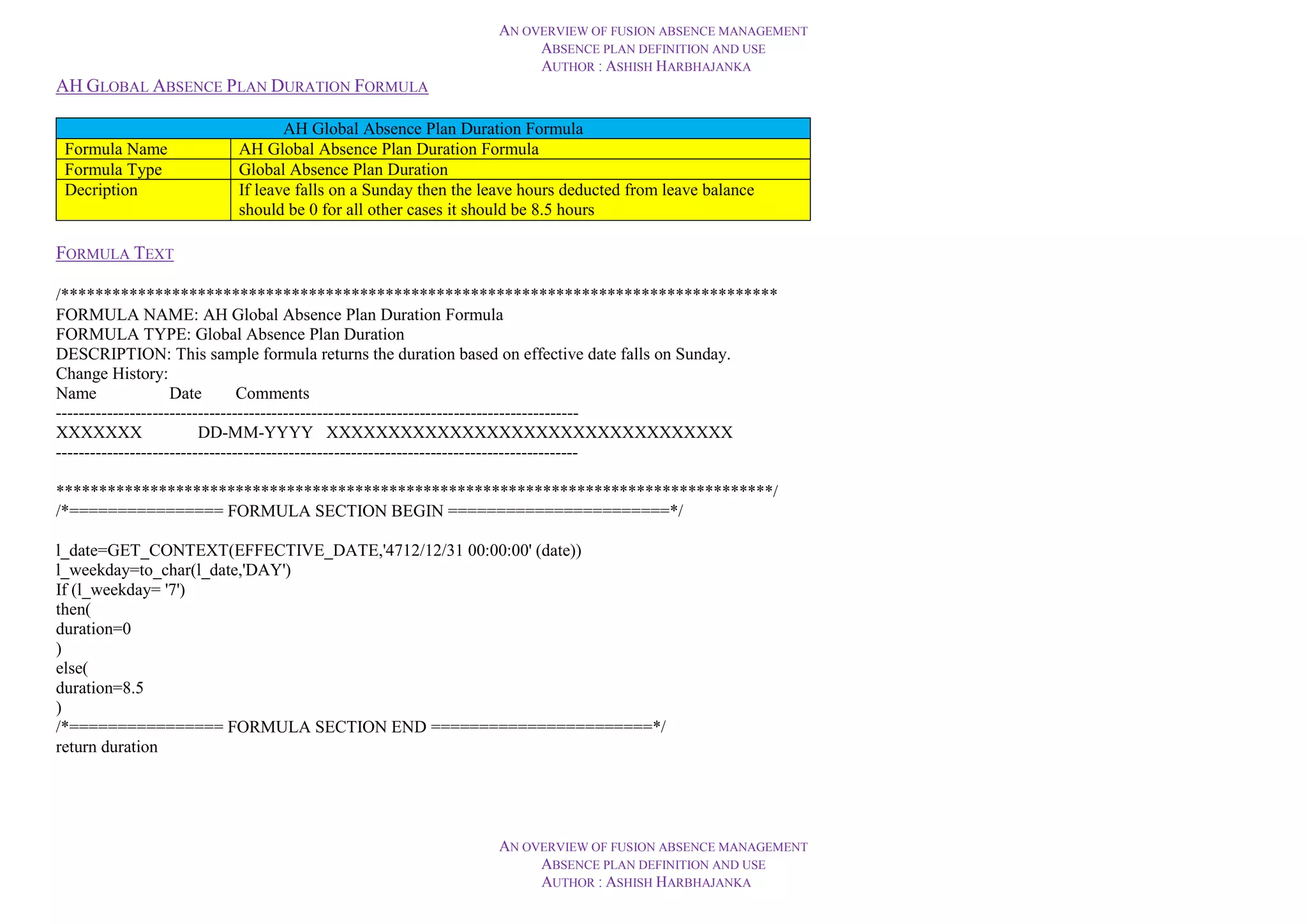 An overview of fusion absence management absence plan definition and ...