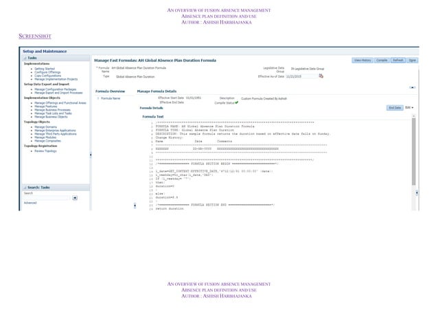 An overview of fusion absence management absence plan definition and ...