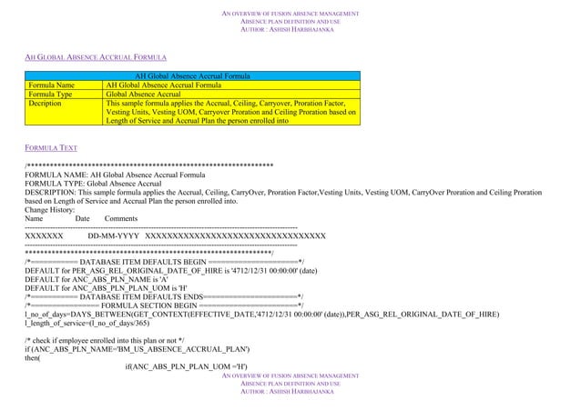 An overview of fusion absence management absence plan definition and ...