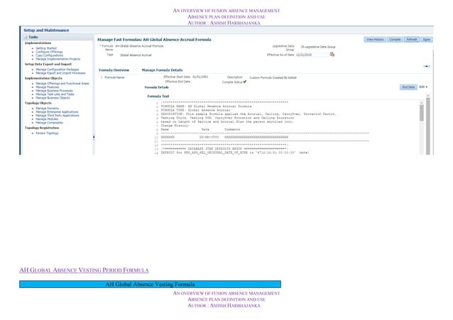 An overview of fusion absence management absence plan definition and ...