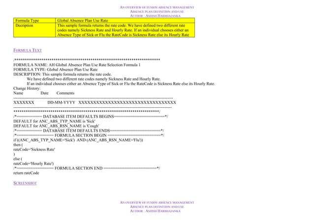 An overview of fusion absence management absence plan definition and ...