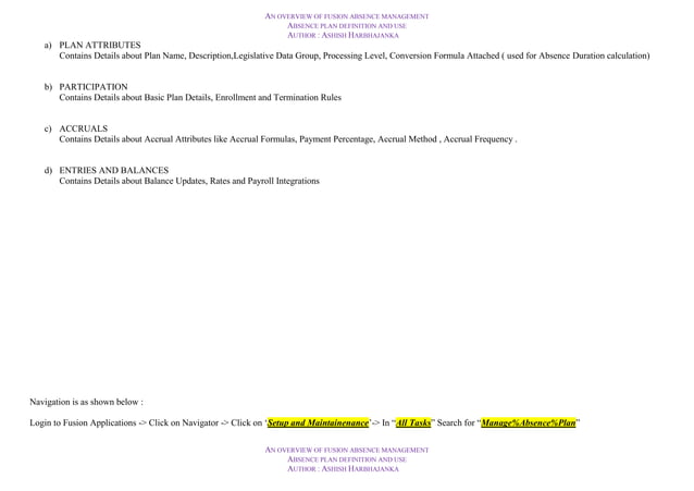 An overview of fusion absence management absence plan definition and ...