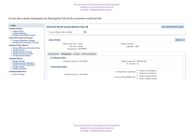 An overview of fusion absence management absence plan definition and ...
