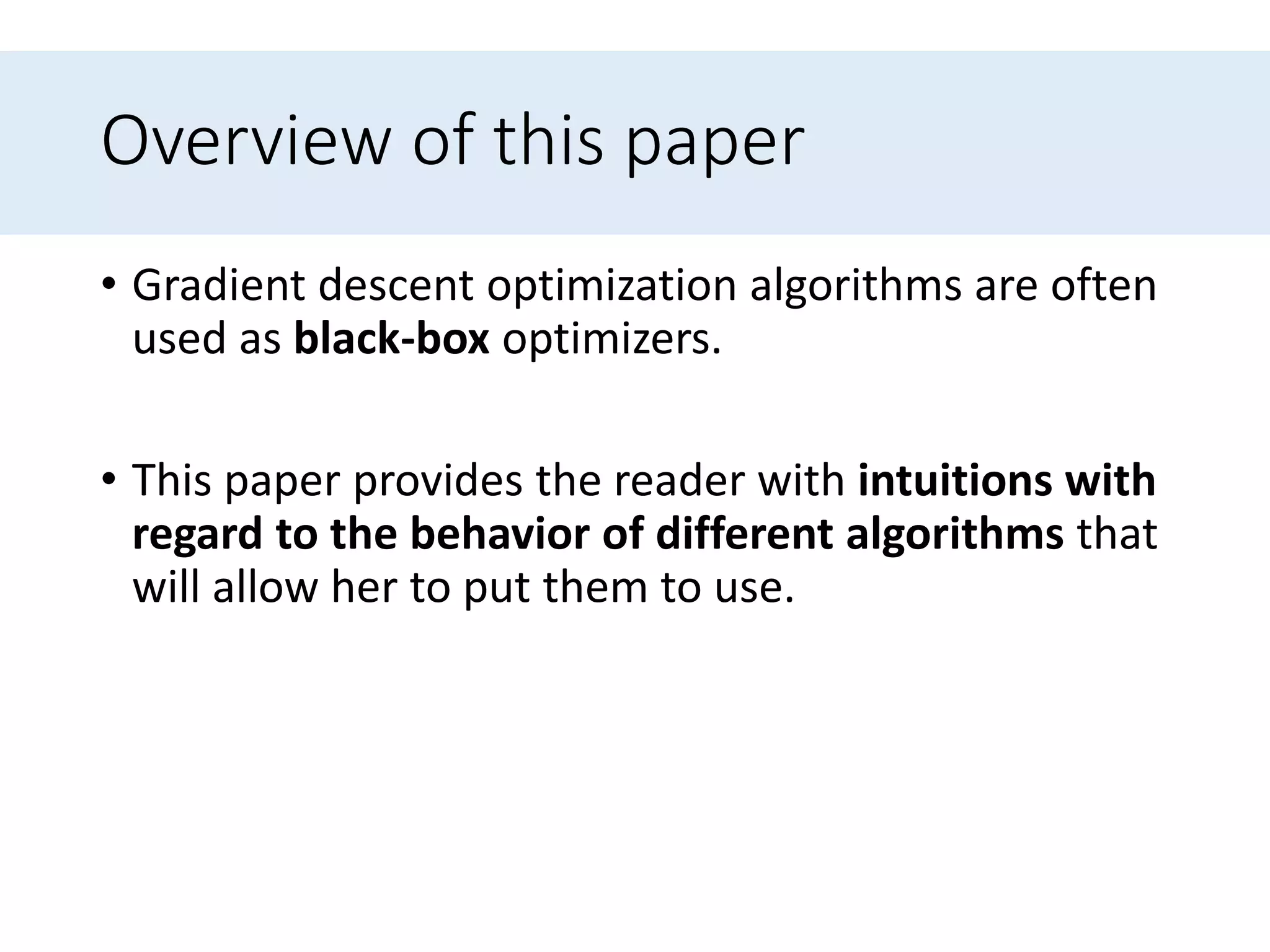 An Overview Of Gradient Descent Optimization Algorithms Ppt