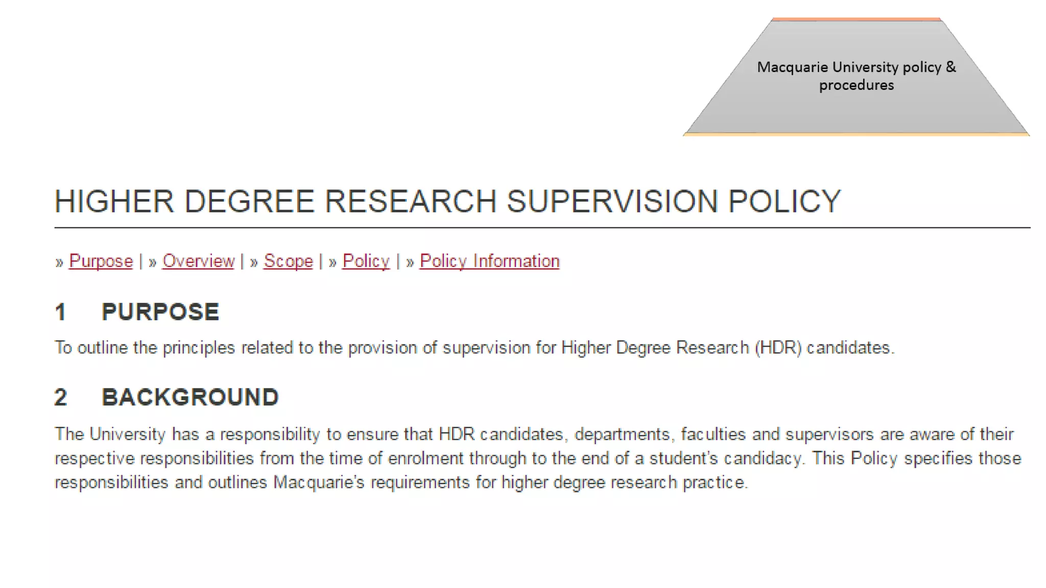 An overview of HDR supervision training at Macquarie University | PPTX