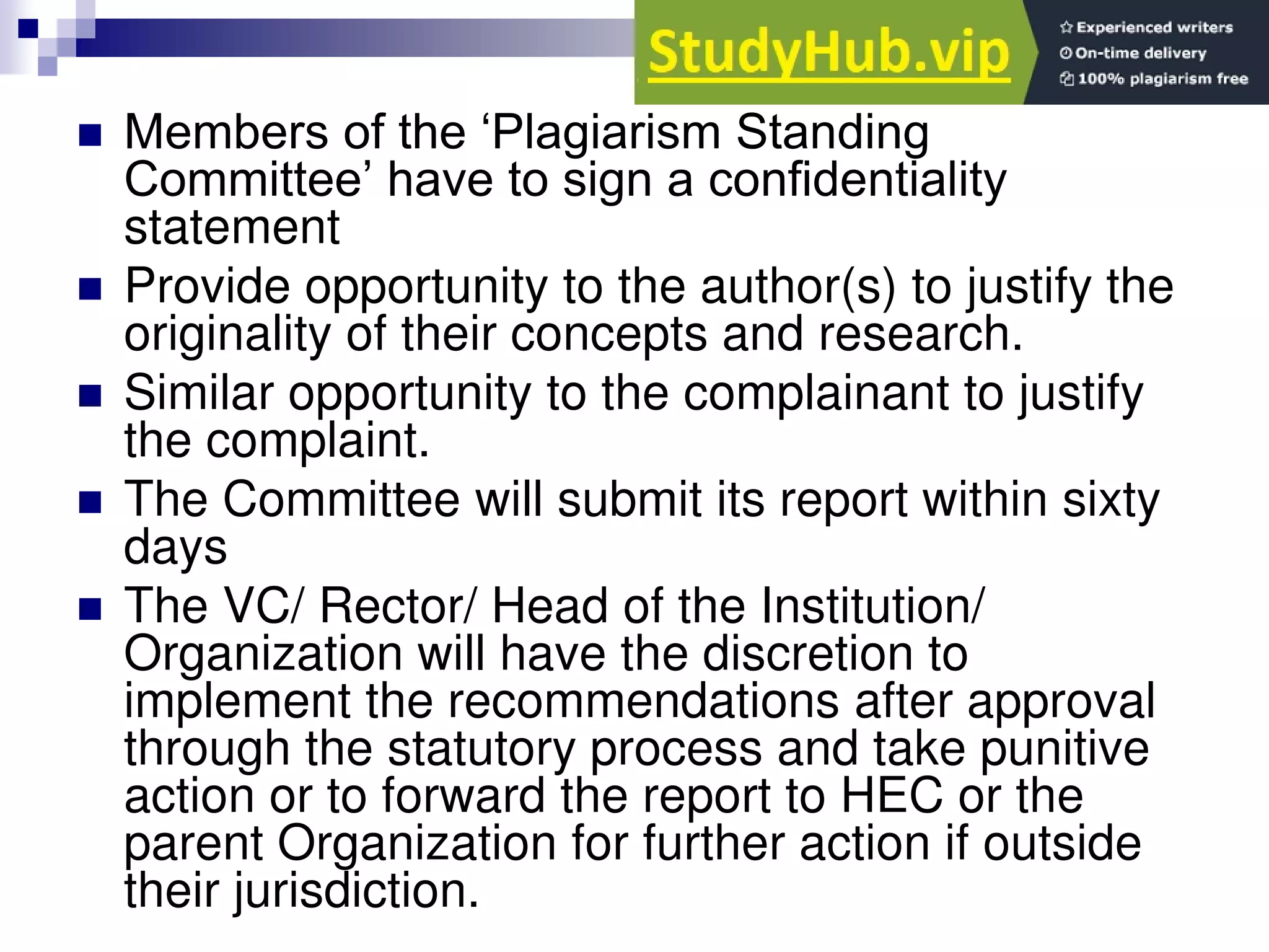 An Overview Of HEC Plagiarism Policy | PDF