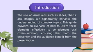 An overview of how to effectively use slides, charts, and images to enhance understanding during ...