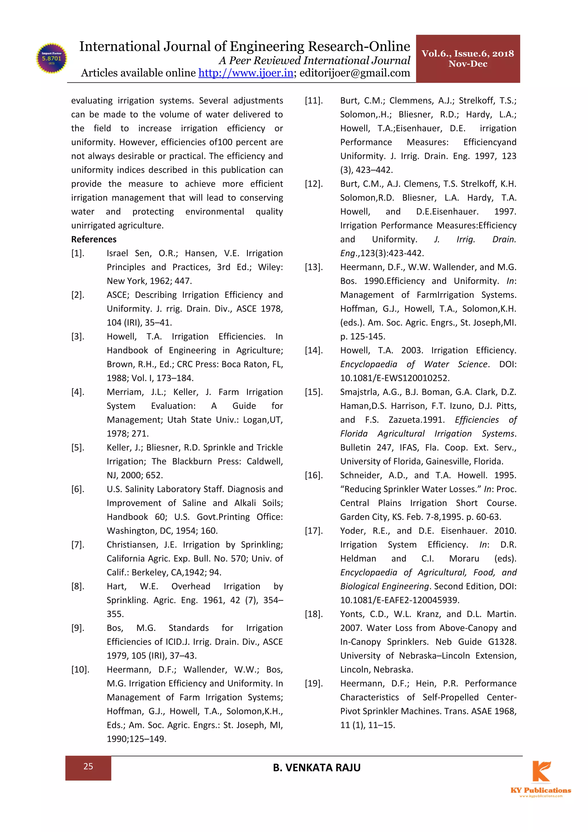 AN OVERVIEW OF INTEGRATED THEORY OF IRRIGATION EFFICIENCY AND ...