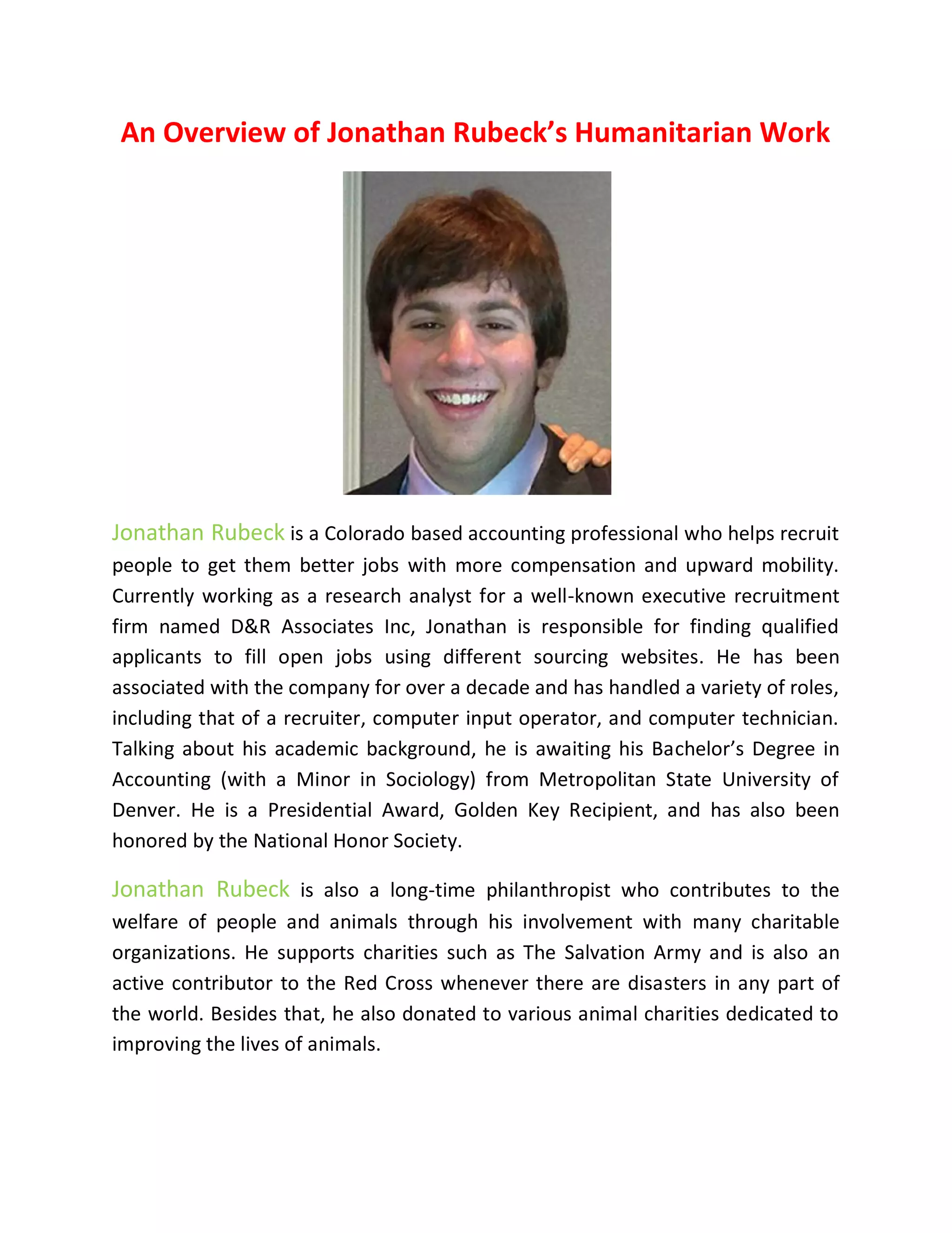 An Overview of Jonathan Rubeck’s Humanitarian Work | PDF