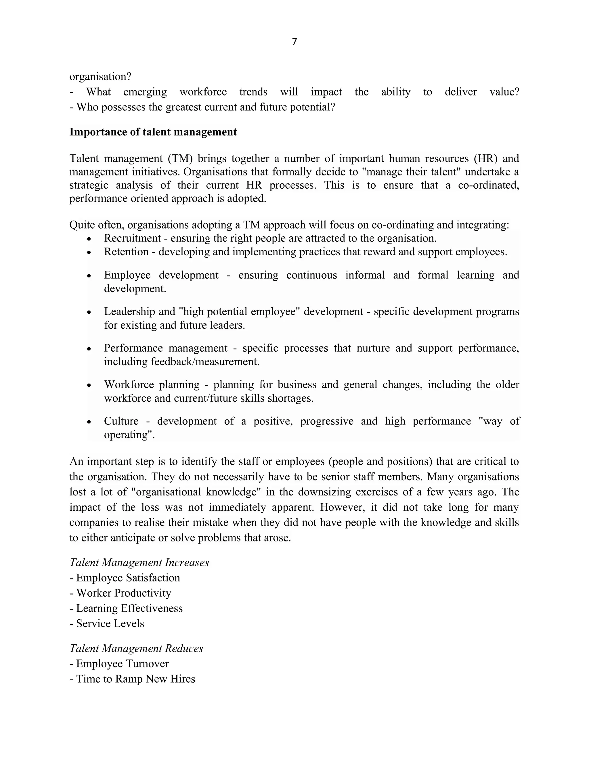 An overview of Knowledge Management and Talent Management | DOC