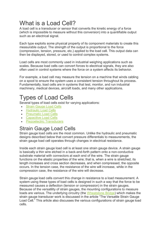 An Overview of Load Cells | PDF | Physics | Science