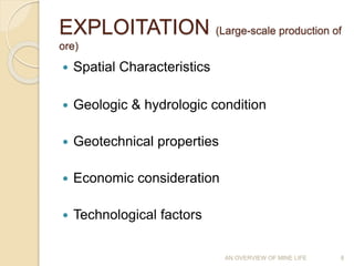 "STAGES IN THE LIFE OF MINE" | PPTX