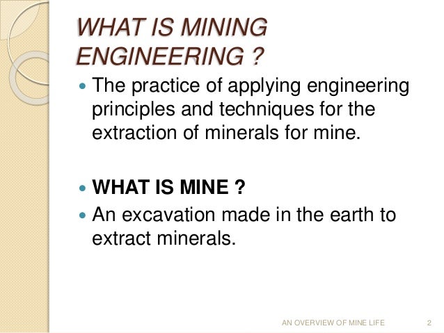 "STAGES IN THE LIFE OF MINE"