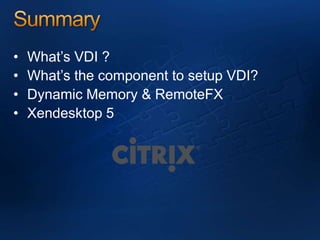 An Overview of MS VDI With XenDesktop on Hyper V | PPTX | Operating Systems | Computer Software ...