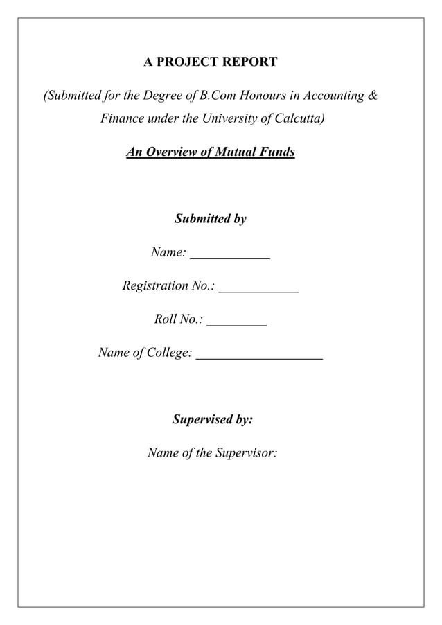 An Overview of Mutual Funds Bcom Project.pdf | Mutual Funds | Personal ...