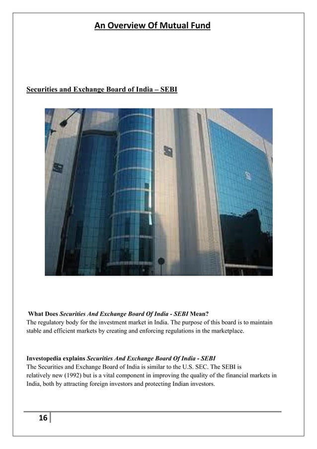 An Overview of Mutual Funds Bcom Project.pdf | Mutual Funds | Personal ...