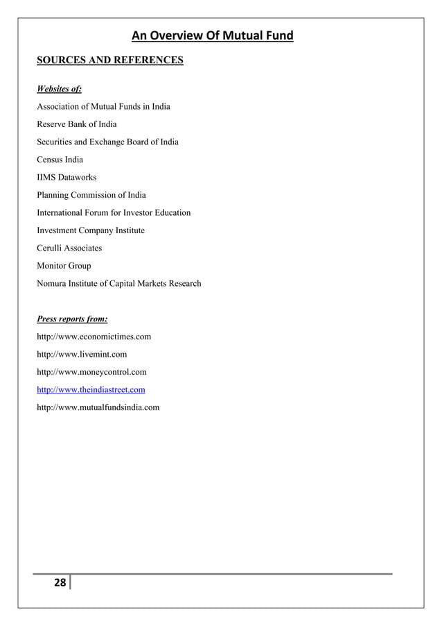 An Overview of Mutual Funds Bcom Project.pdf | Mutual Funds | Personal ...