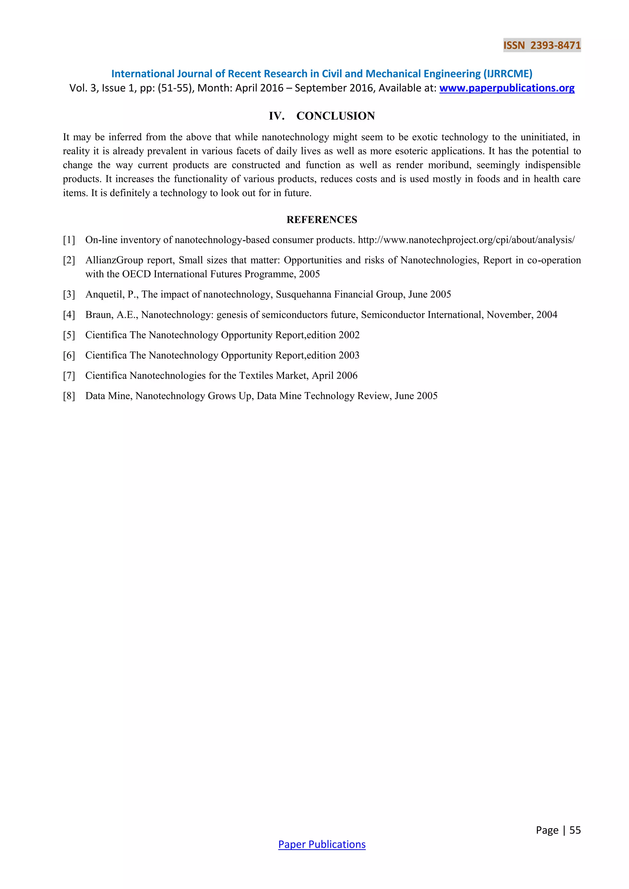 An Overview of Nanotechnology | PDF | Chemistry | Science