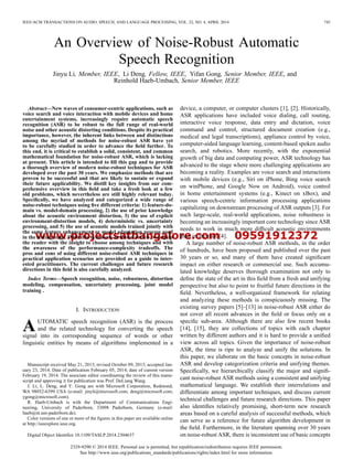 An Overview of Noise-Robust Automatic Speech Recognition | PDF