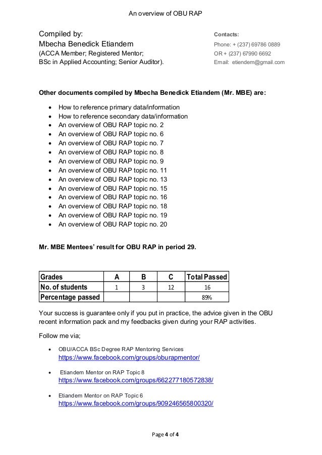 An overview of obu rap