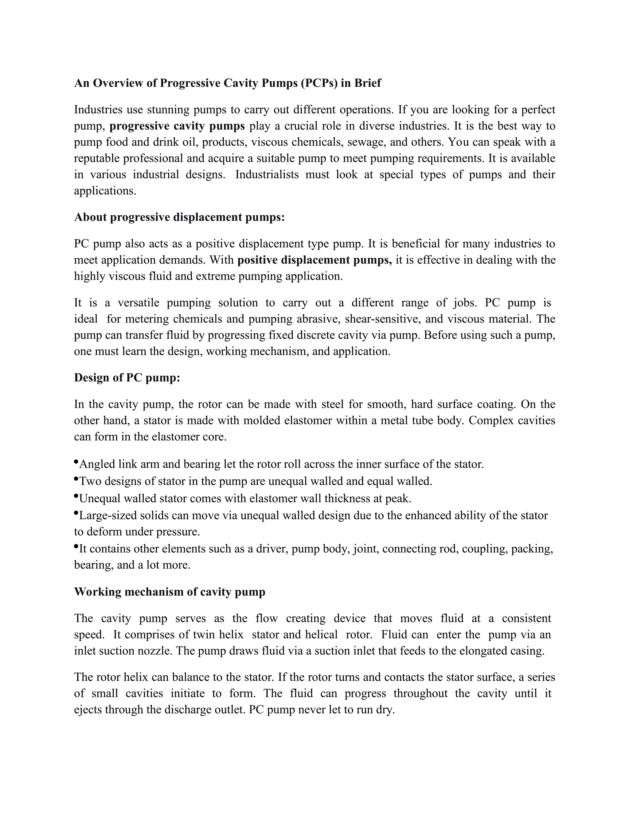An Overview of Progressive Cavity Pumps (PCPs) in Brief.ppt