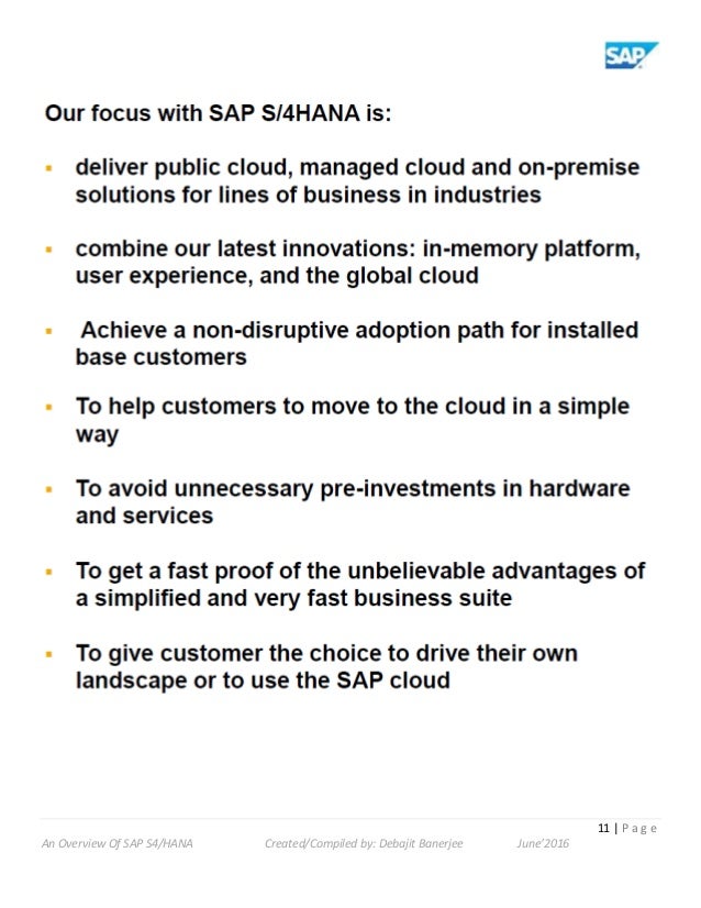 An Overview of SAP S4/HANA