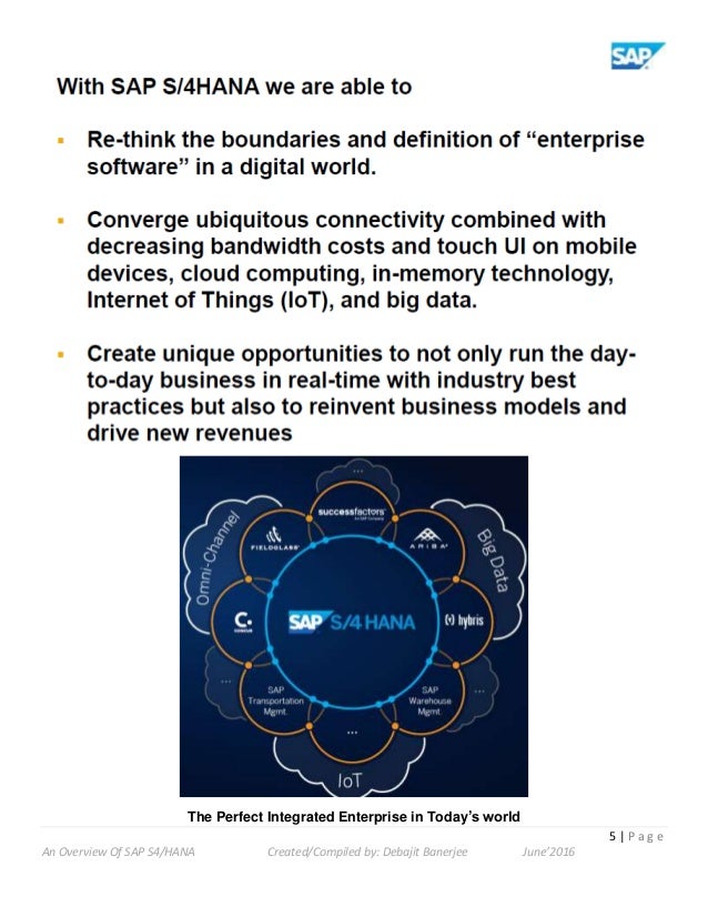 An Overview of SAP S4/HANA