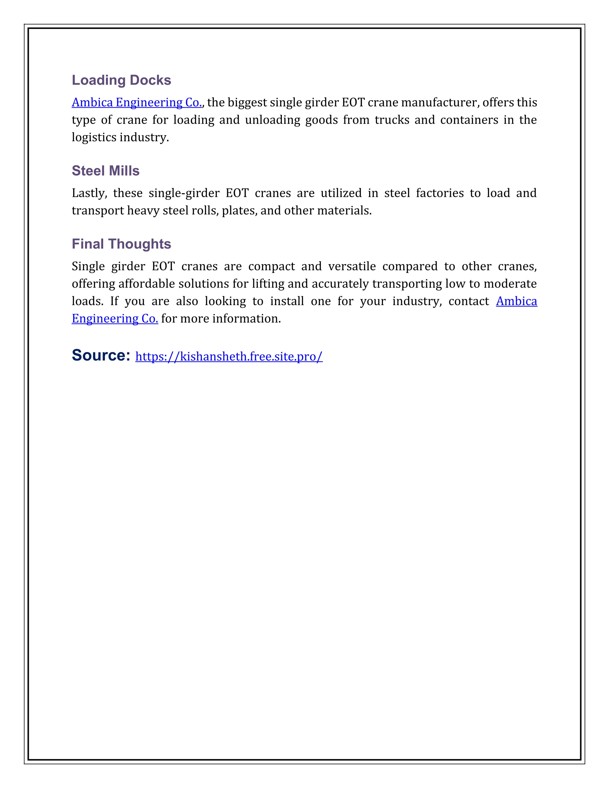 An Overview of Single Girder EOT Cranes.pdf