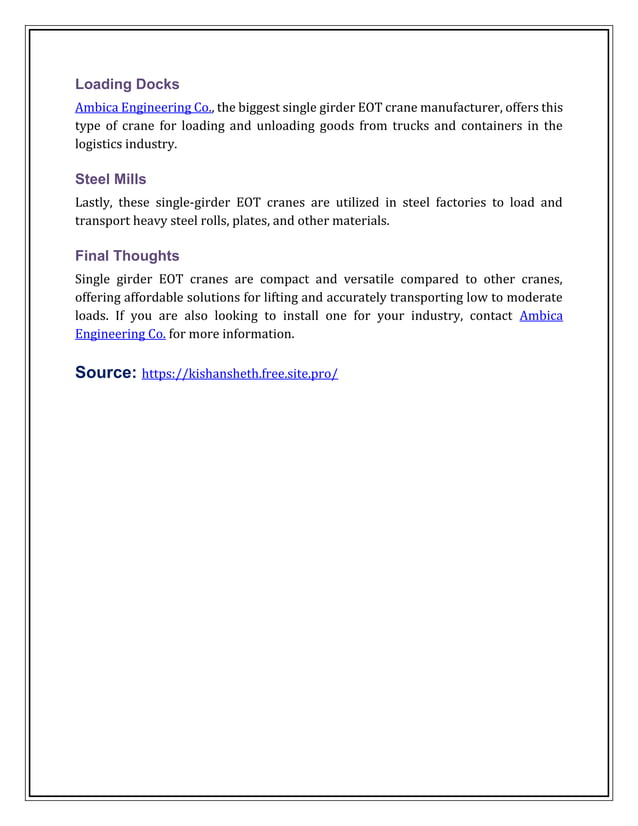 An Overview of Single Girder EOT Cranes.pdf