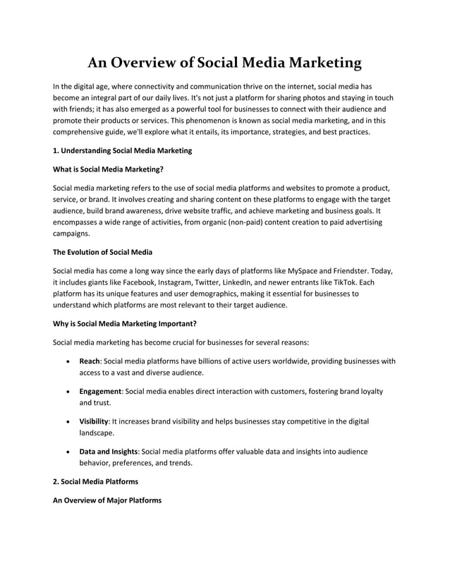 An Overview of Social Media Marketing | PDF