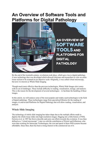 An Overview of Software Tools and Platforms for Digital Pathology | PDF