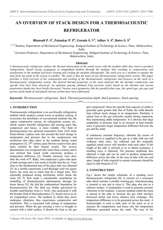 An overview of stack design for a thermoacoustic refrigerator | PDF ...