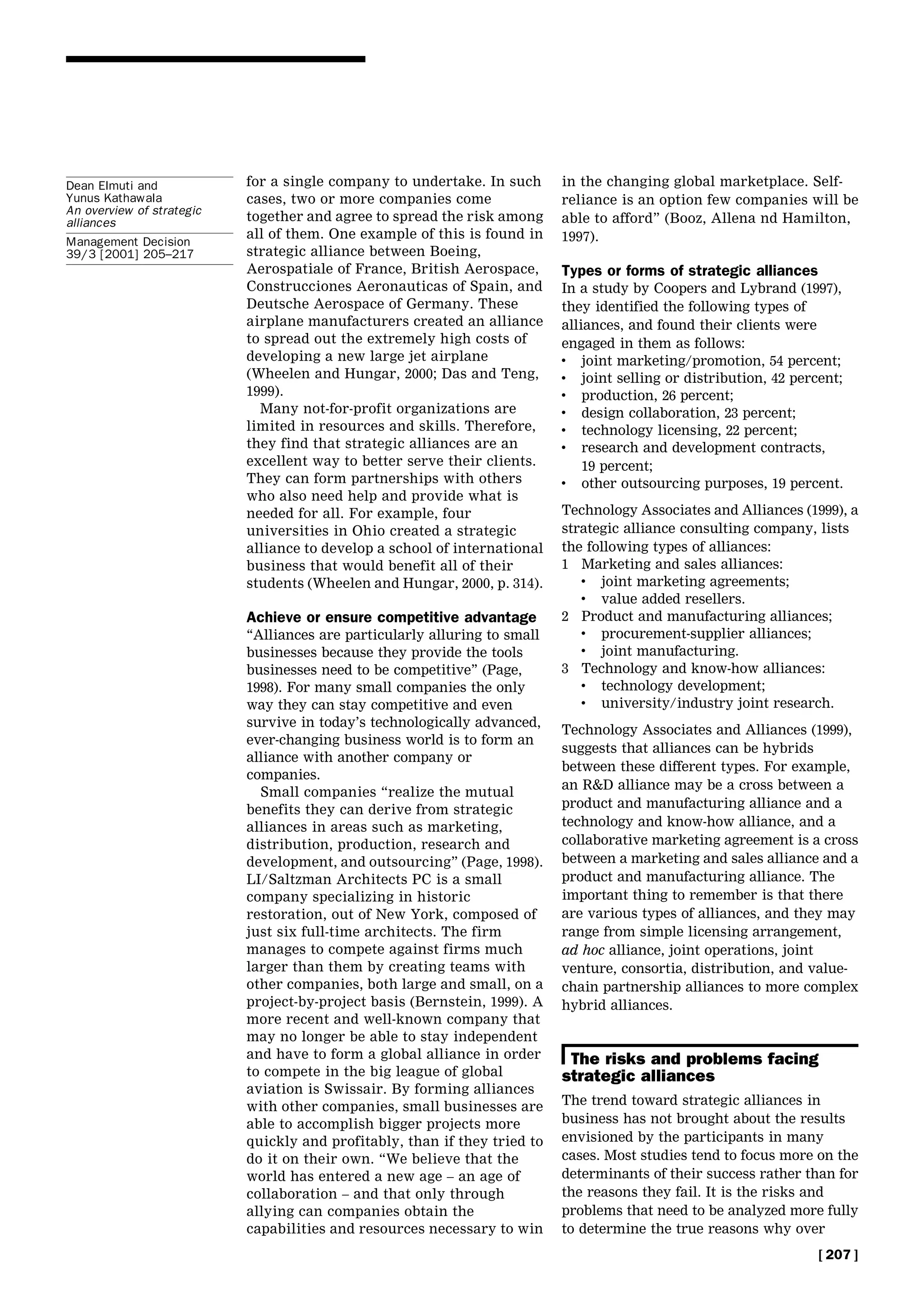 An overview of strategic alliances | PDF