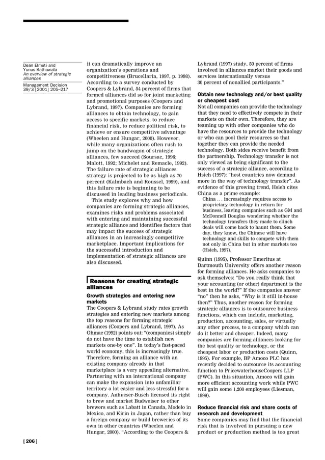 An overview of strategic alliances | PDF