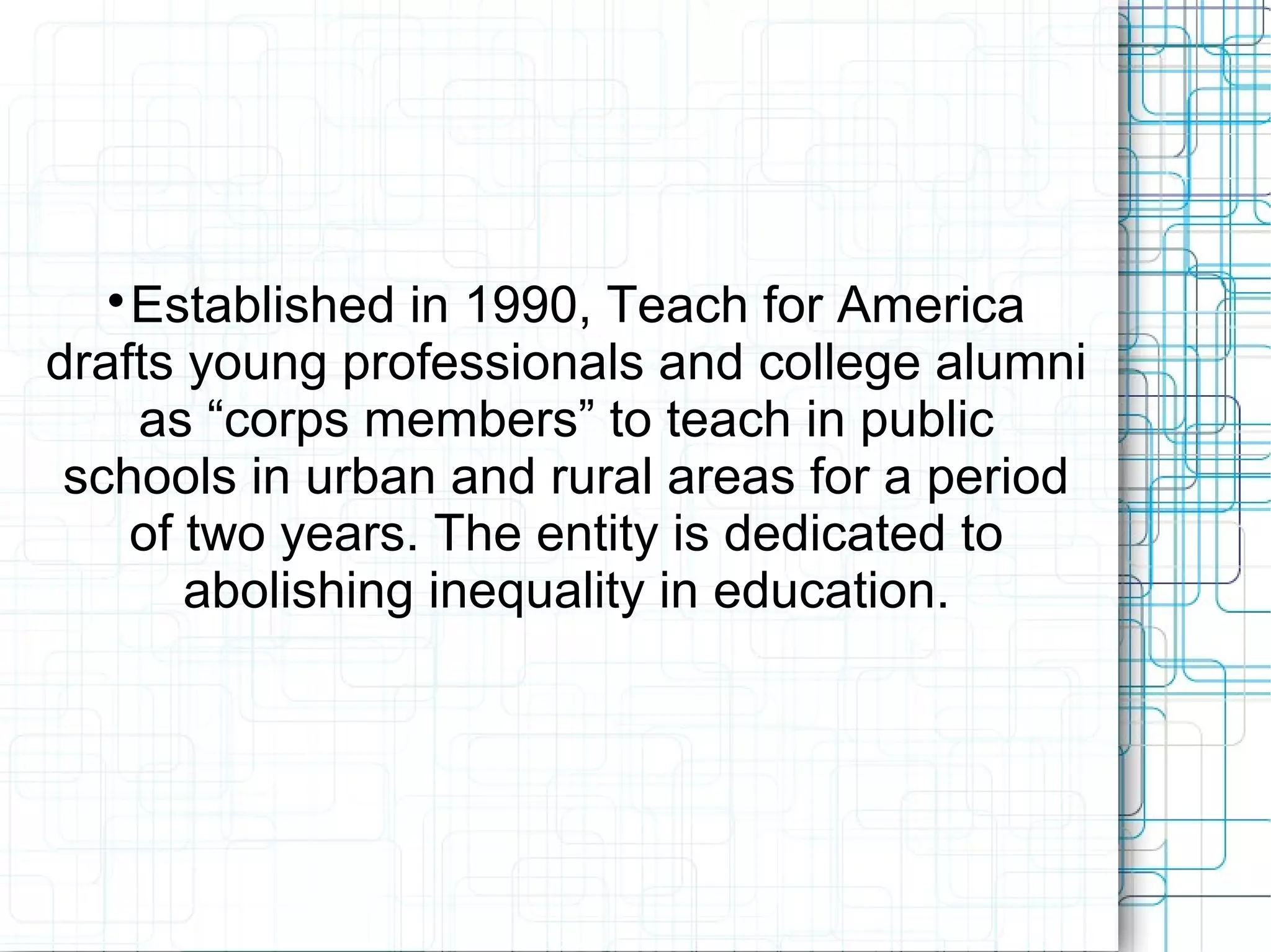 An Overview of Teach for America | PPT