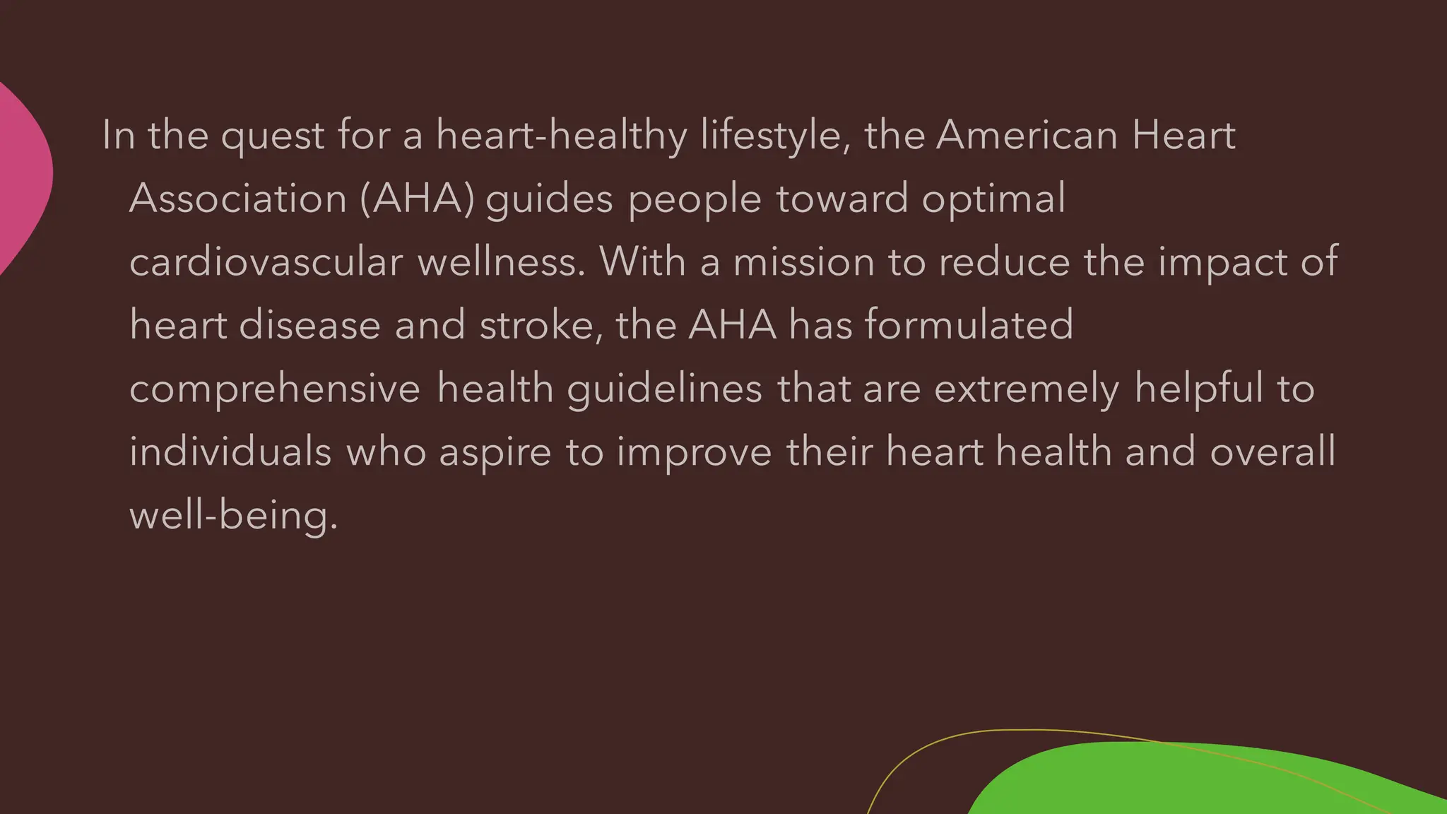 An Overview of the American Heart Association's Health Guidelines | PPT