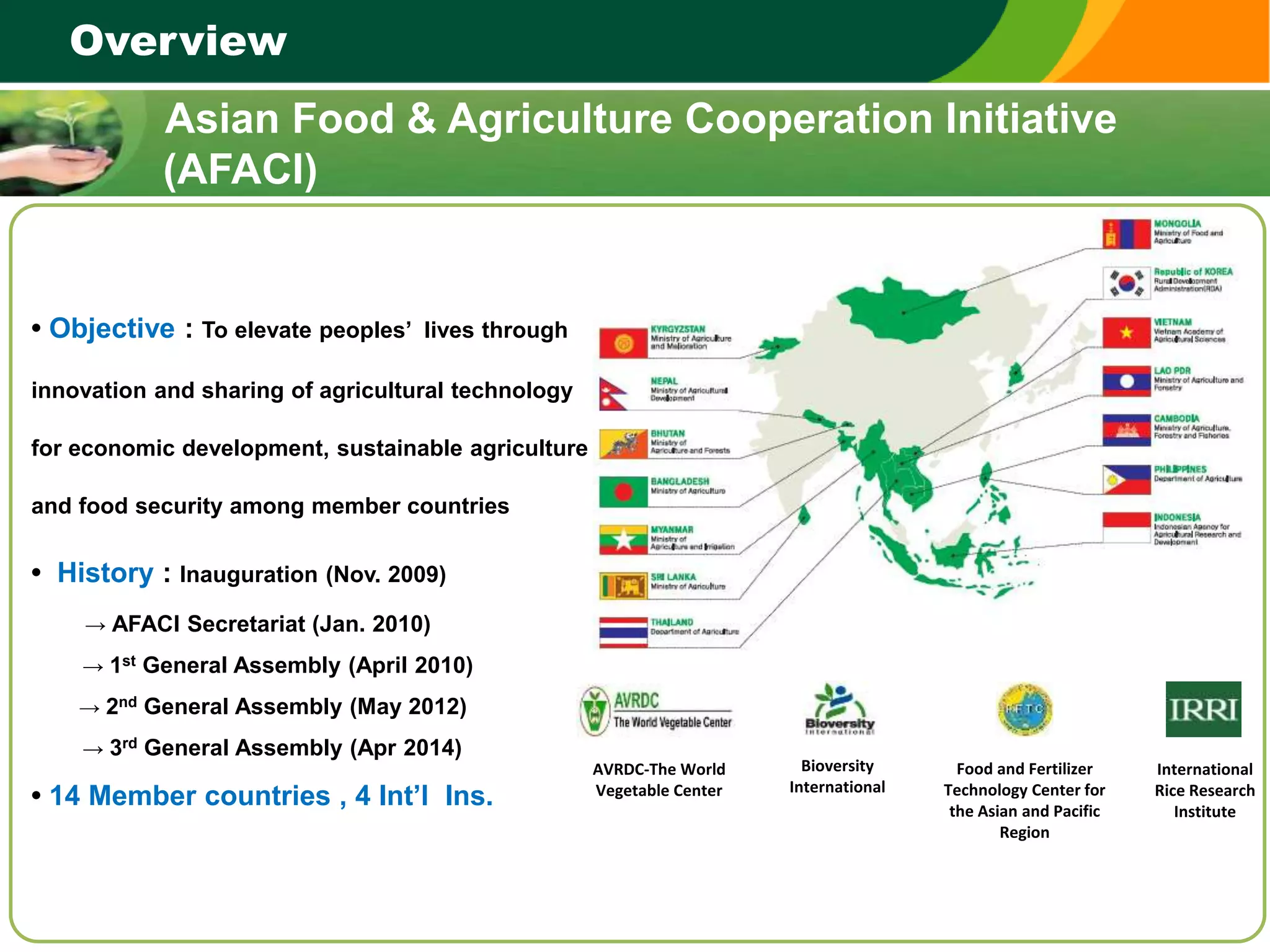 An overview of the asian food and agriculture cooperation initiative ...