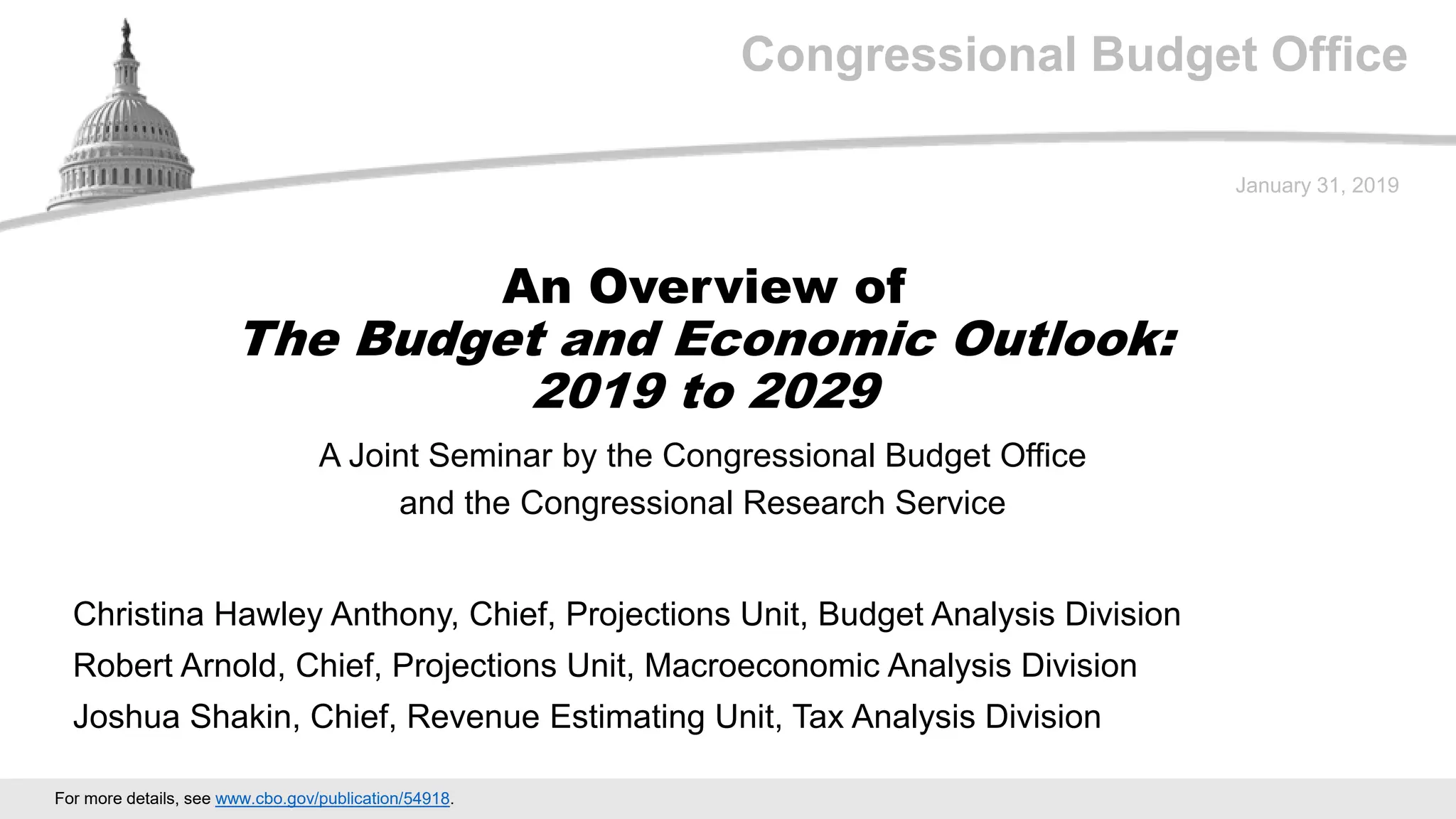 An Overview of The Budget and Economic Outlook: 2019 to 2029 | PPT