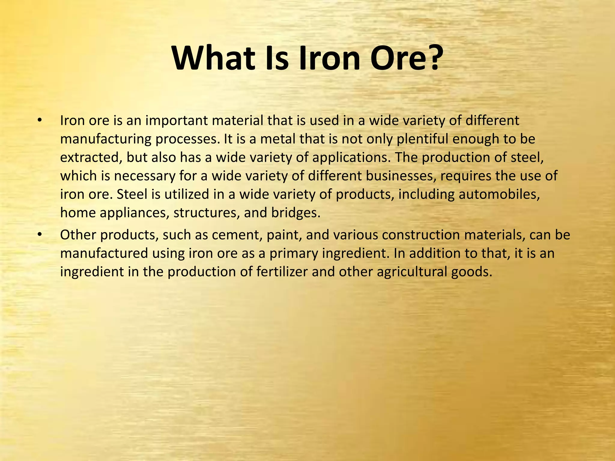 Iron ore market scenario in mining | PPT