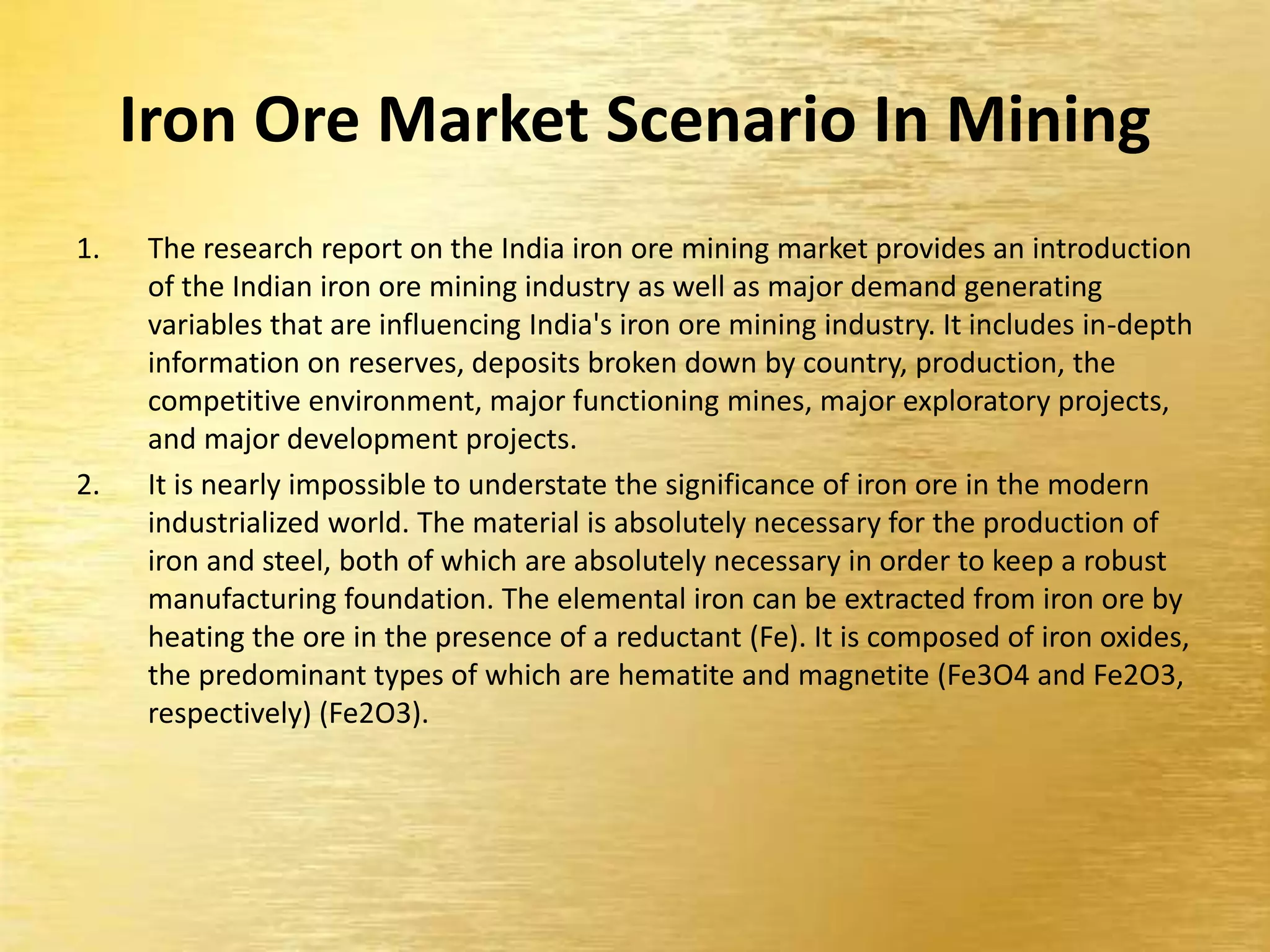 Iron ore market scenario in mining | PPT