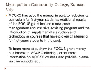 An Overview of the MCCKC FOCUS Grant | PPT
