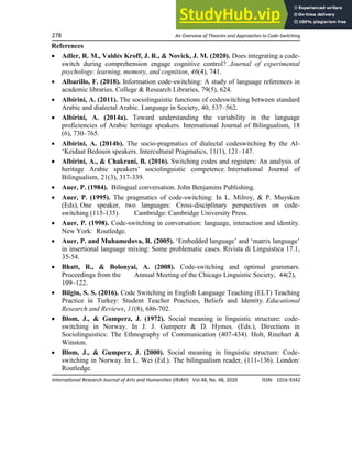 An Overview Of Theories And Approaches To Code-Switching | PDF