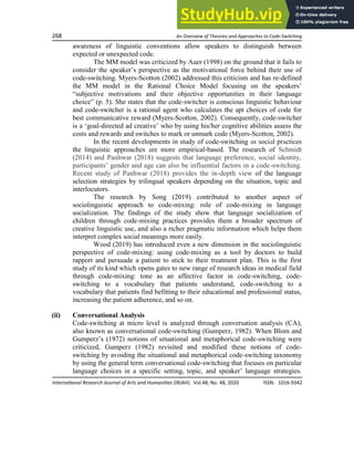 An Overview Of Theories And Approaches To Code-Switching | PDF